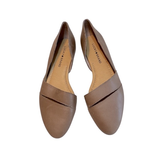 Lucky Brand | Shoes | Lucky Brand Ashena Skimmer Tan Leather Flats Size ...